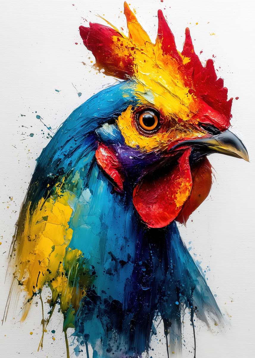 'Colorful Rooster Portrait' Poster, picture, metal print, paint by ...