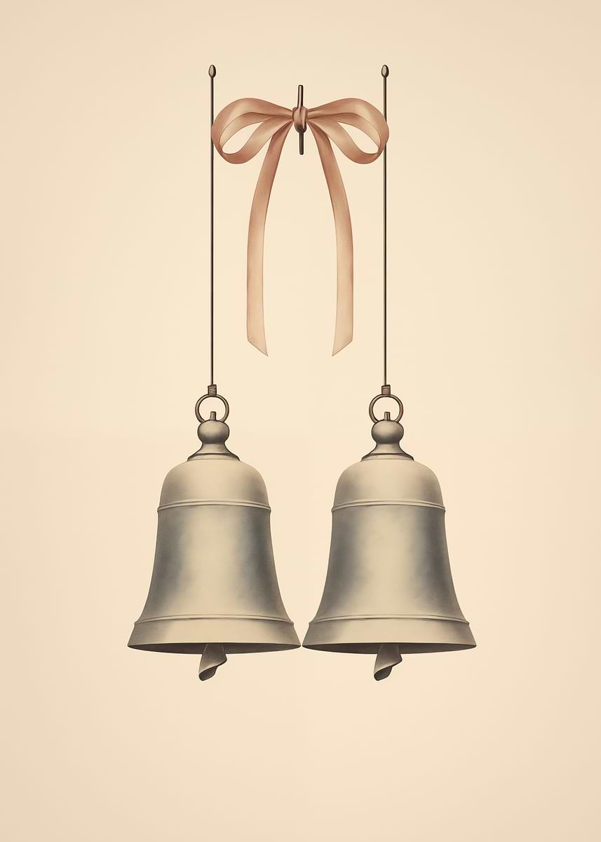 'Two Bells with Ribbon' Poster, picture, metal print, paint by Olena ...