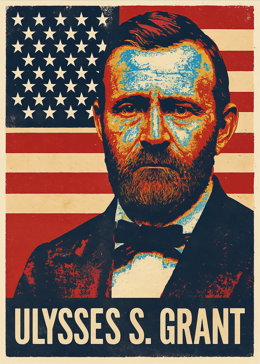 'Ulysses S. Grant Patriotic Poster' Poster, picture, metal print, paint ...