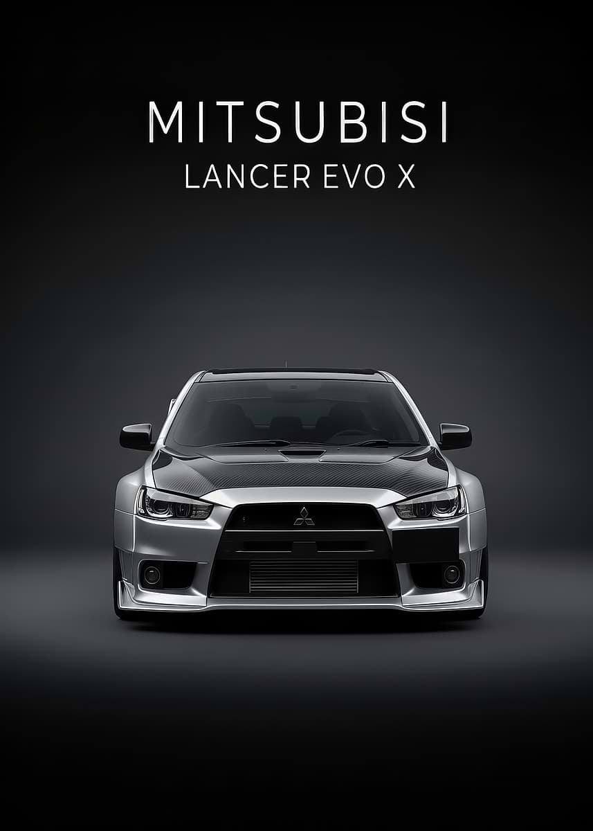 'silver Mitsubishi Lancer EVO X poster' Poster, picture, metal print ...