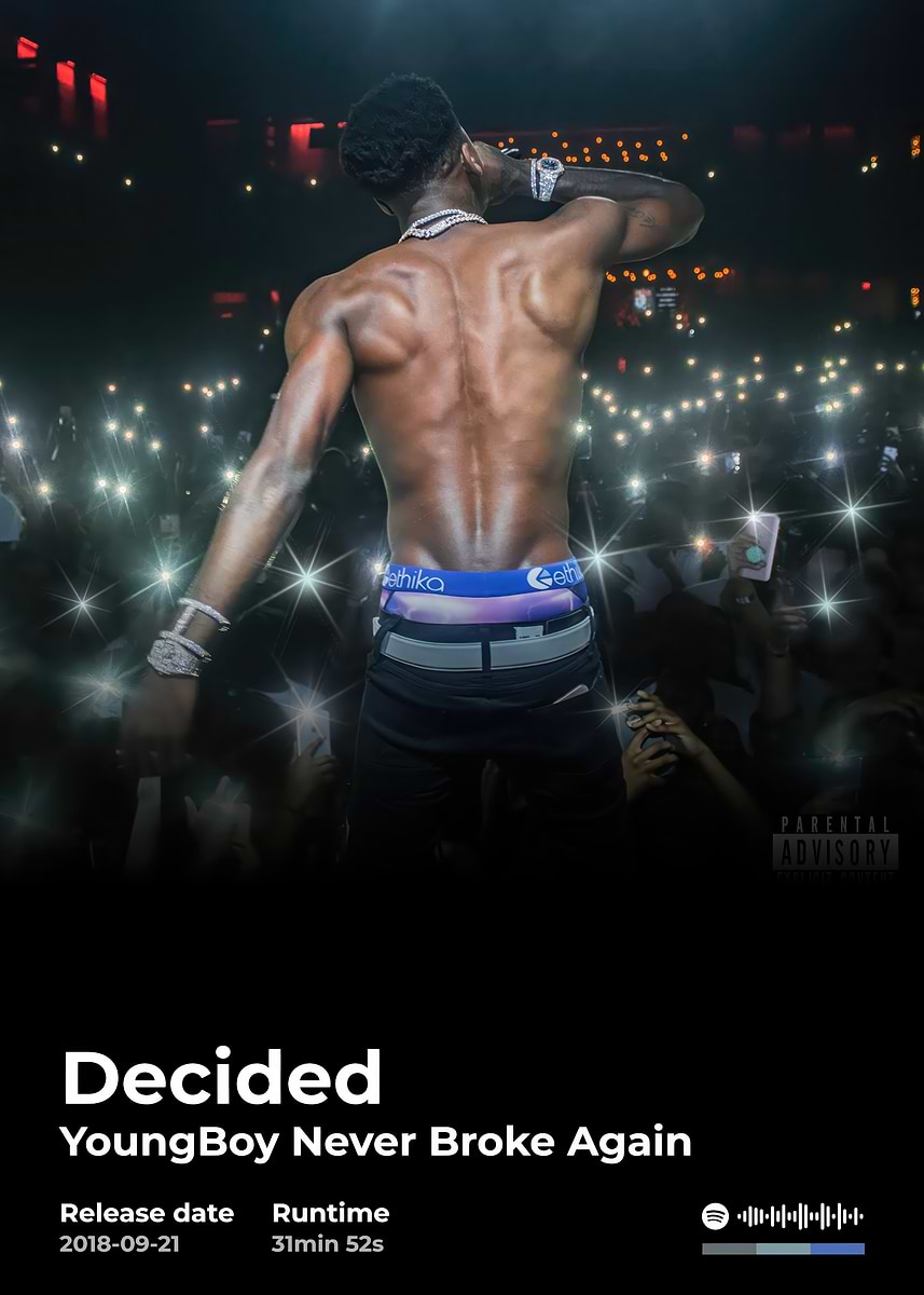 'YoungBoy Never Broke Again - Decided Album Cover' Poster, picture ...