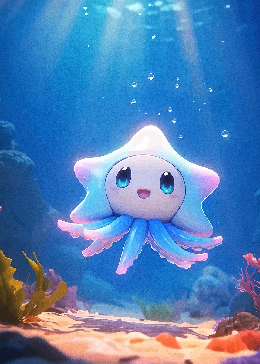 'Cute Starfish Creature in Ocean Scene' Poster, picture, metal print ...