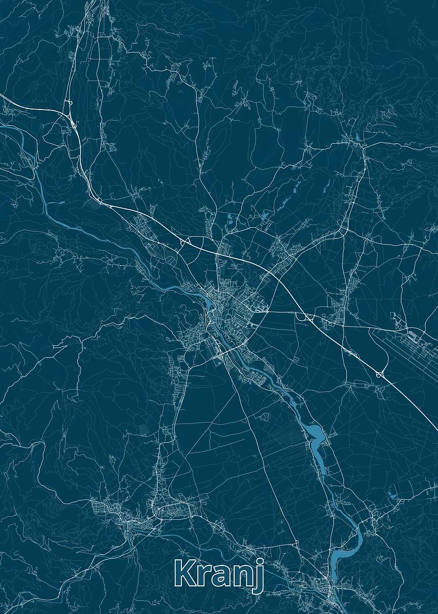 'Kranj City Map' Poster, picture, metal print, paint by Sam Kal | Displate