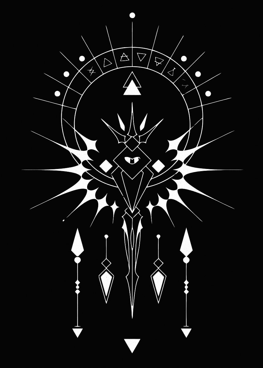 'Hollow Knight Abstract Geometric Symbol in Black and White' Poster ...