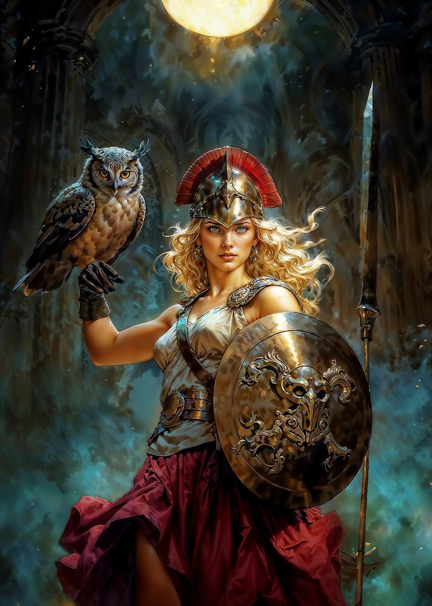 'The Serene Warrior Athena' Poster, picture, metal print, paint by ...