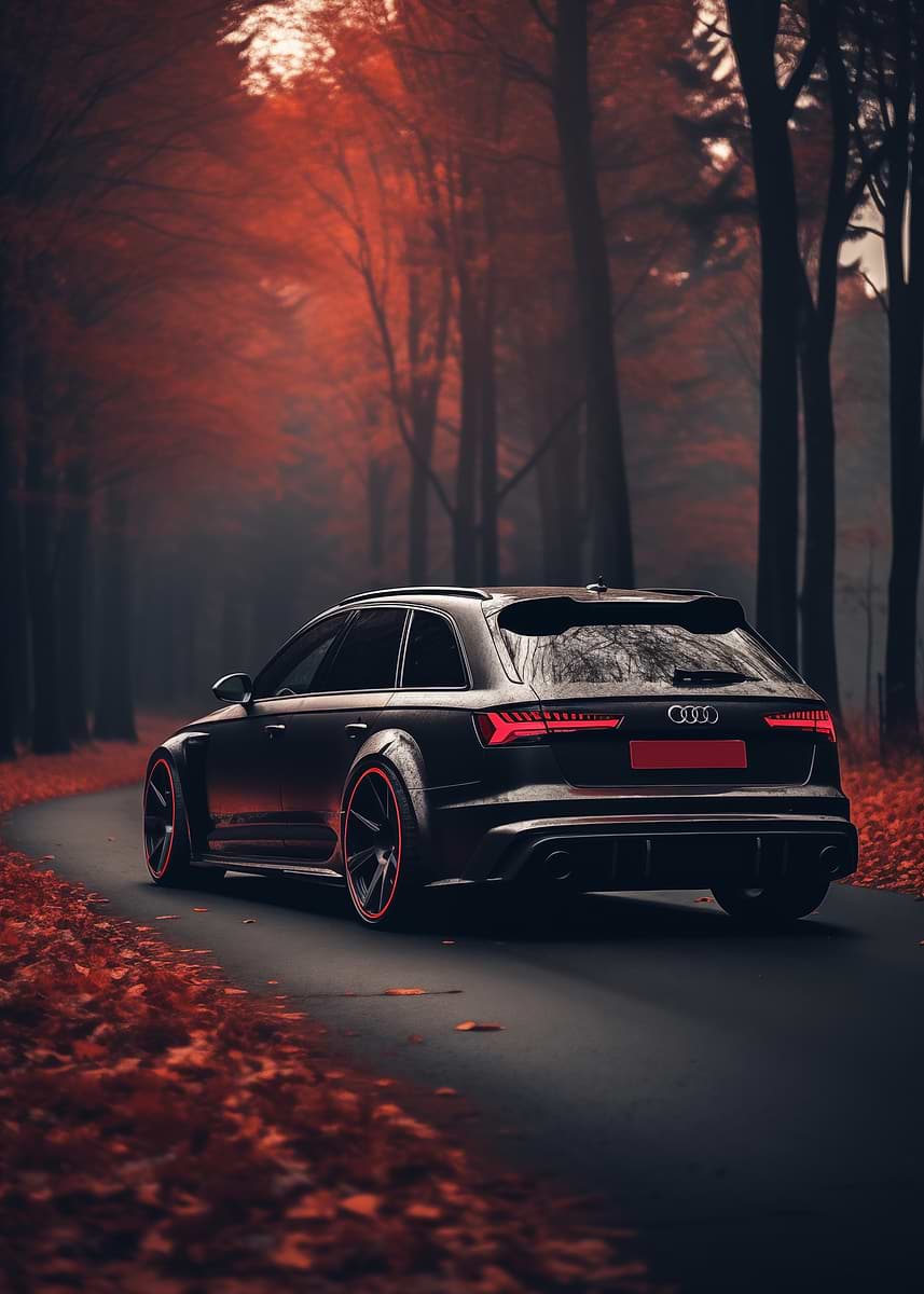 'Audi RS6 in Autumn Forest' Poster, picture, metal print, paint by ...