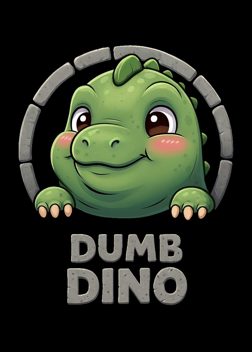 'Dumb Dino Cute Green Dinosaur Logo' Poster, picture, metal print ...