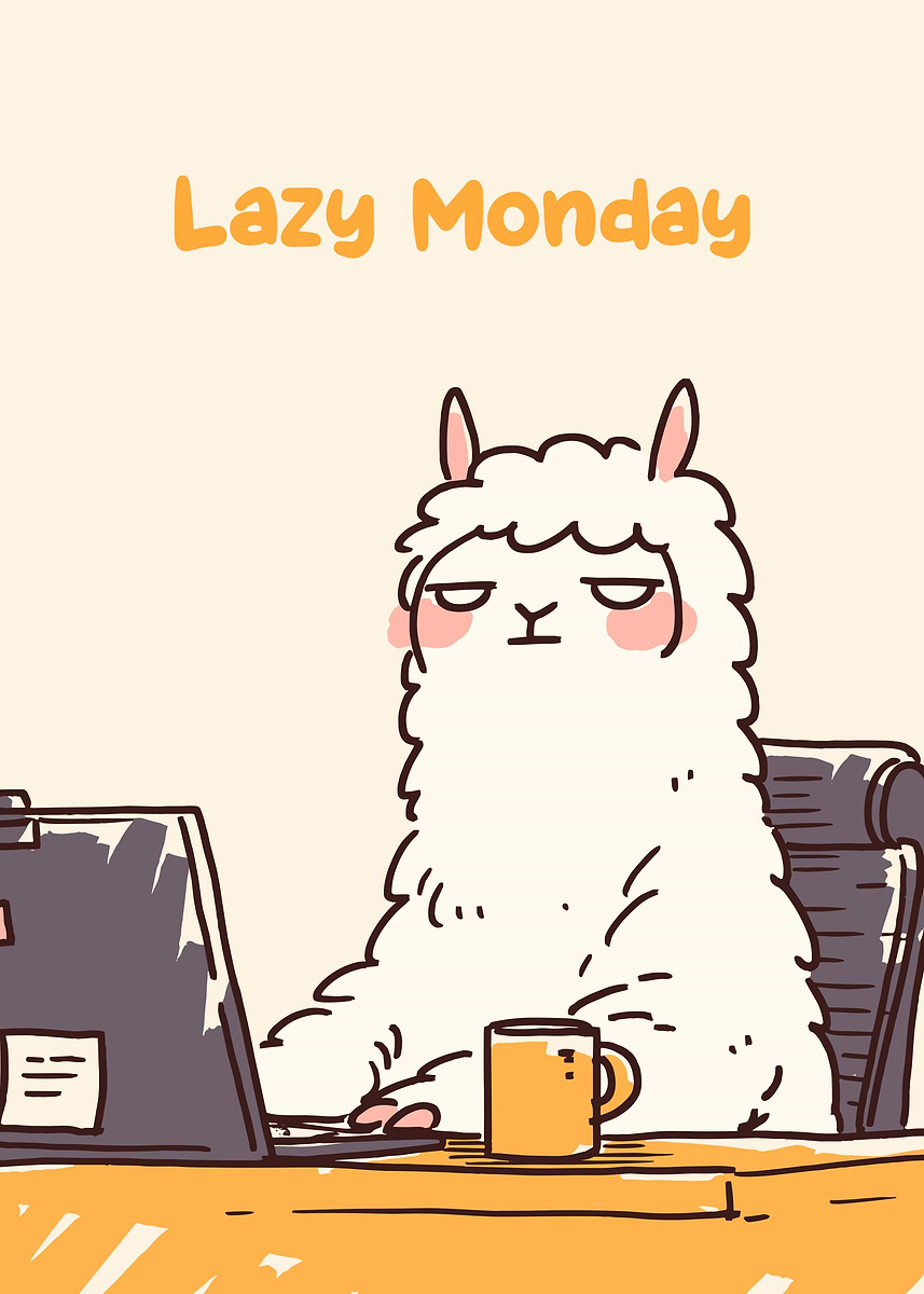 'Lazy Monday Llama at Work' Poster, picture, metal print, paint by ...
