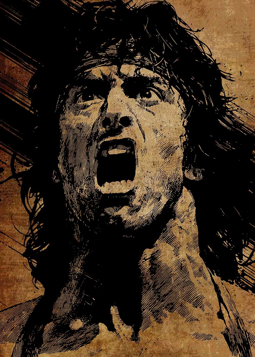 'Rambo Screaming Portrait' Poster, picture, metal print, paint by Abi ...