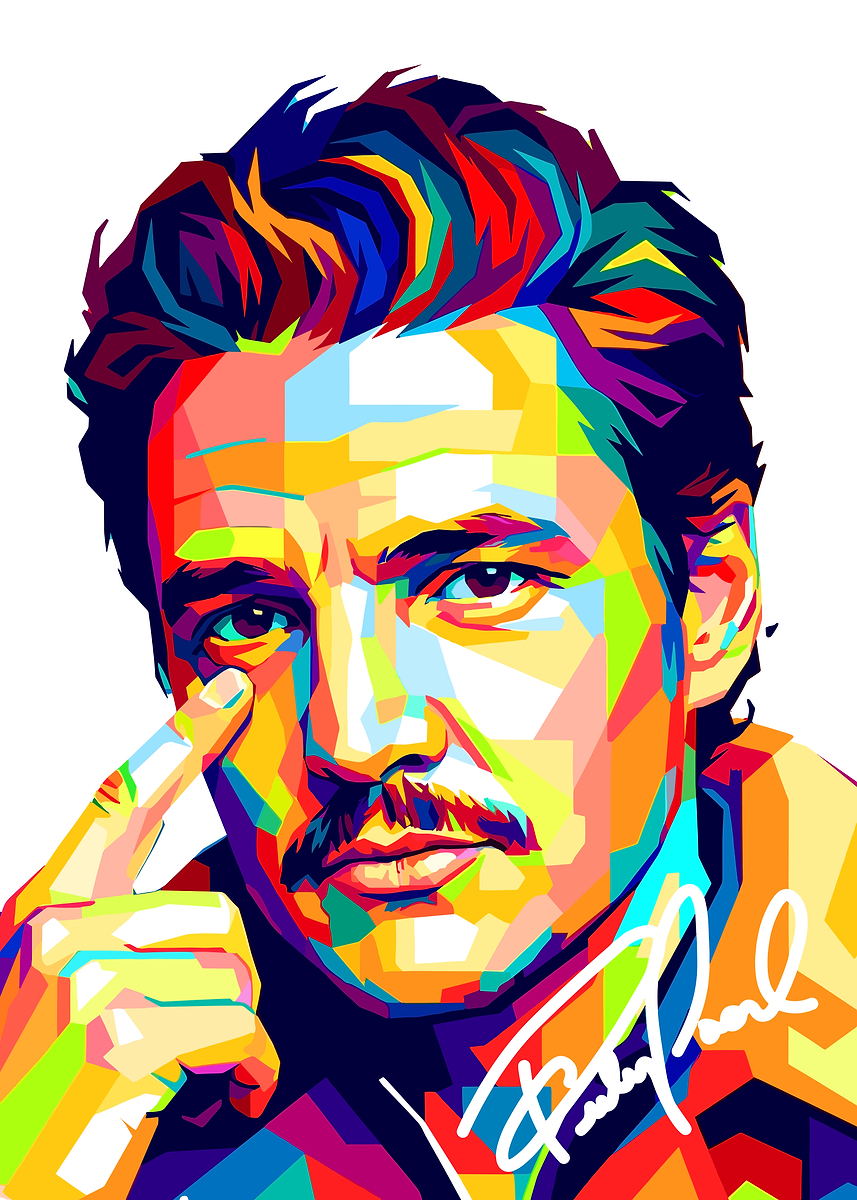 'Pedro Pascal Colorful Pop Art Portrait' Poster, picture, metal print ...