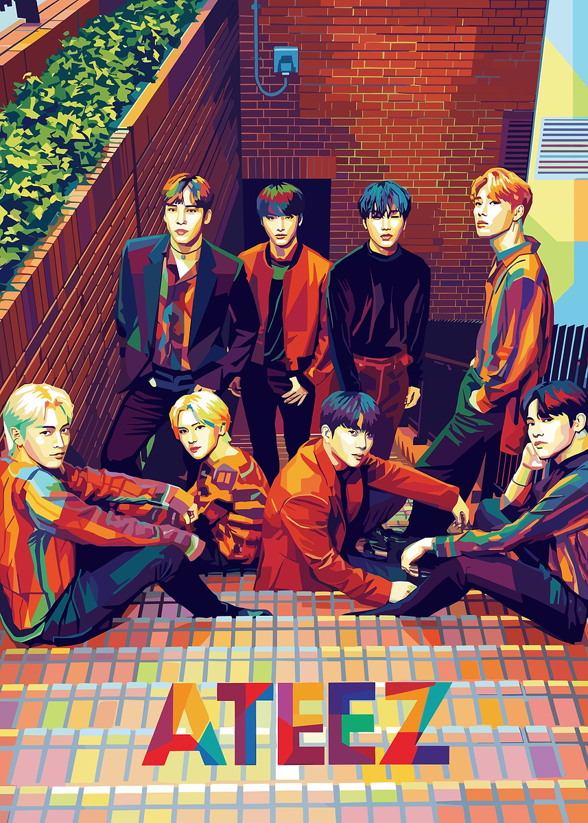 'ATEEZ Group Portrait Pop Art' Poster, picture, metal print, paint by ...