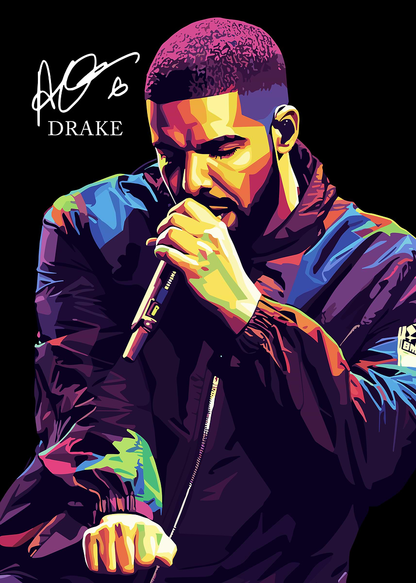 'Drake Colorful Portrait' Poster, picture, metal print, paint by Rose ...