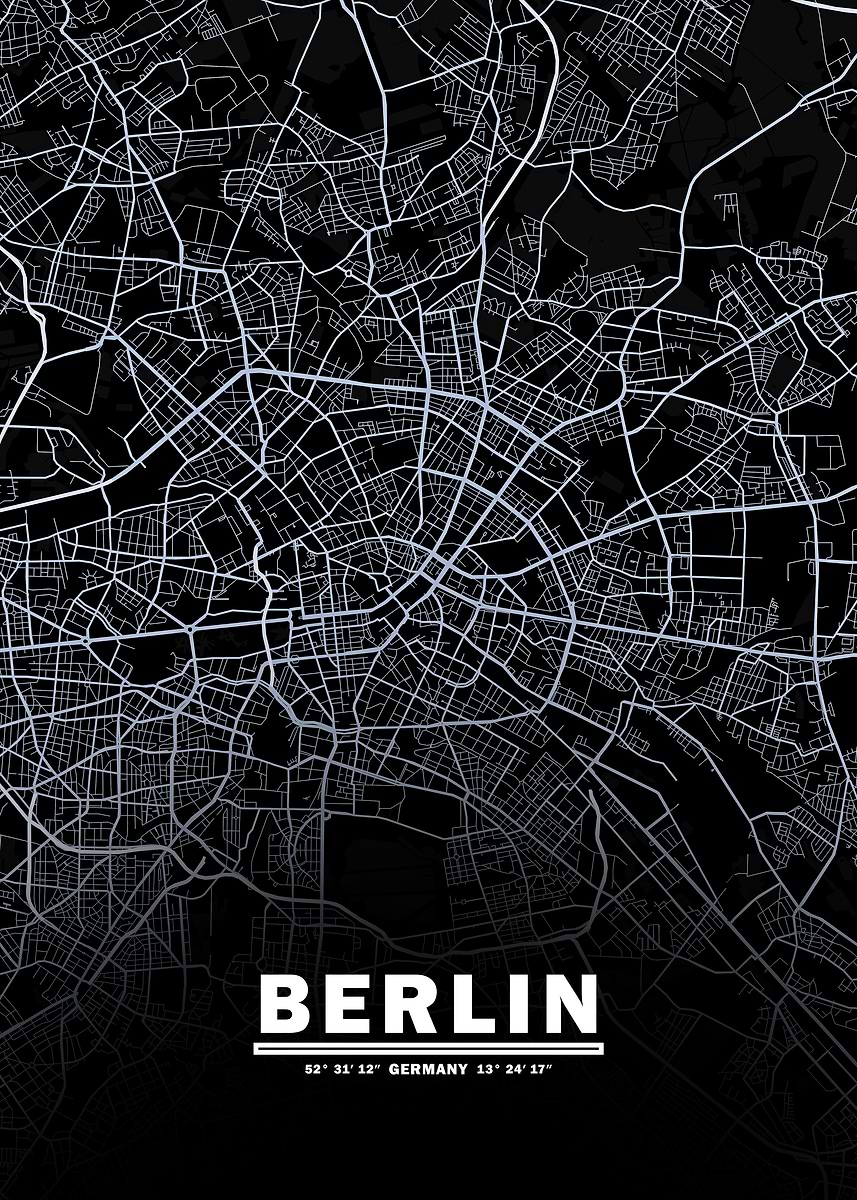 'Berlin City Map - Minimalist Design' Poster, picture, metal print ...