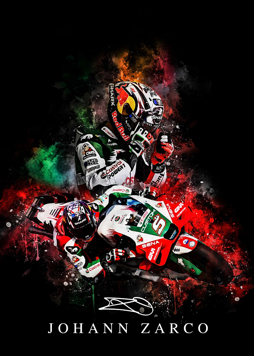 'Johann Zarco Motorcycle Racing' Poster, picture, metal print, paint by ...