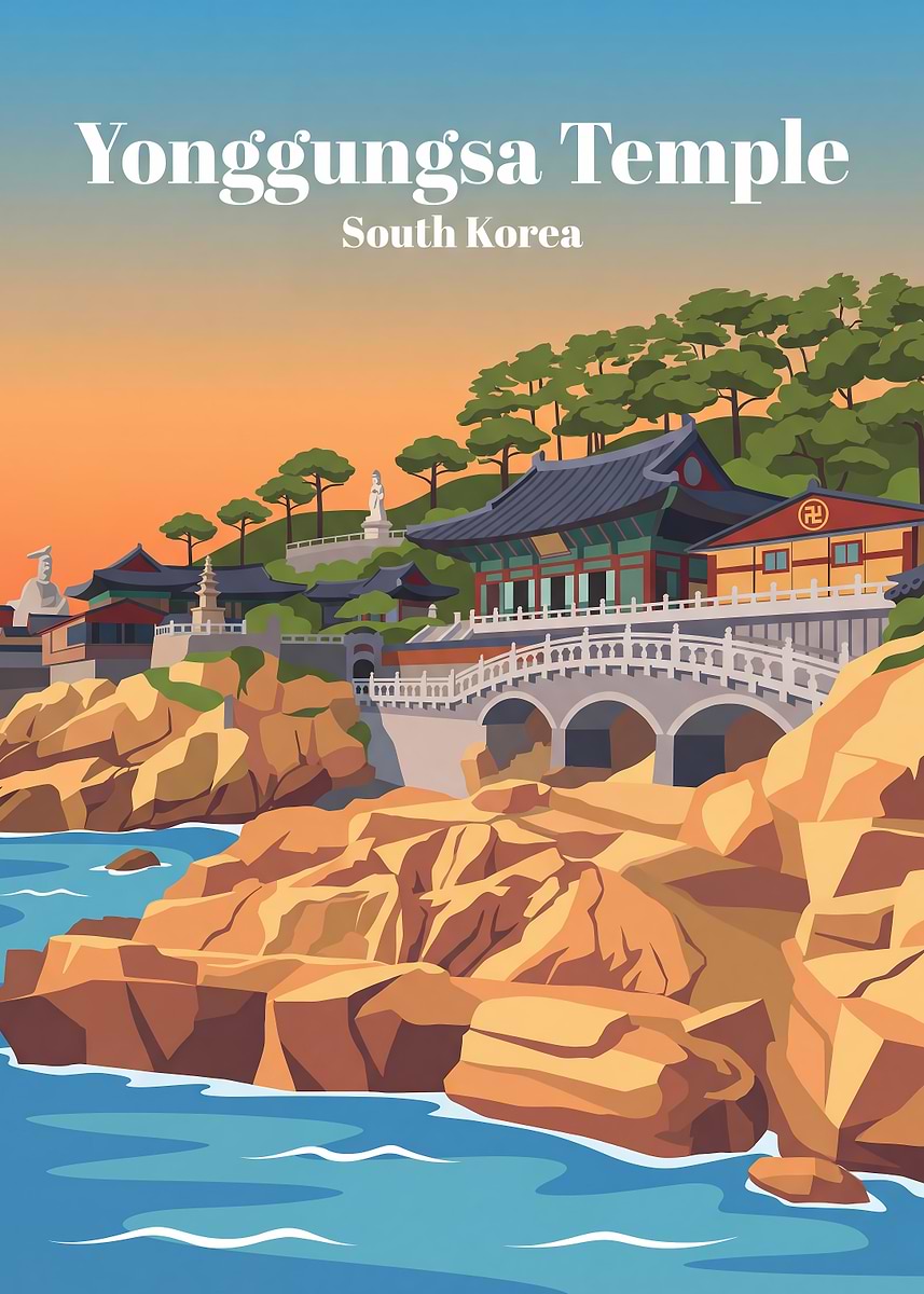 'Yonggungsa Temple South Korea' Poster, picture, metal print, paint by ...