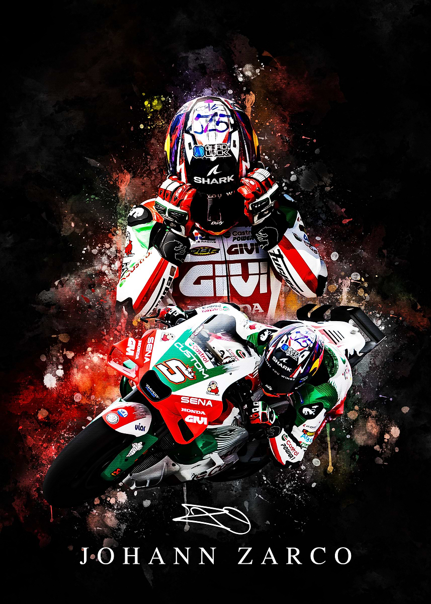 'Johann Zarco Motorcycle Racing' Poster, picture, metal print, paint by ...