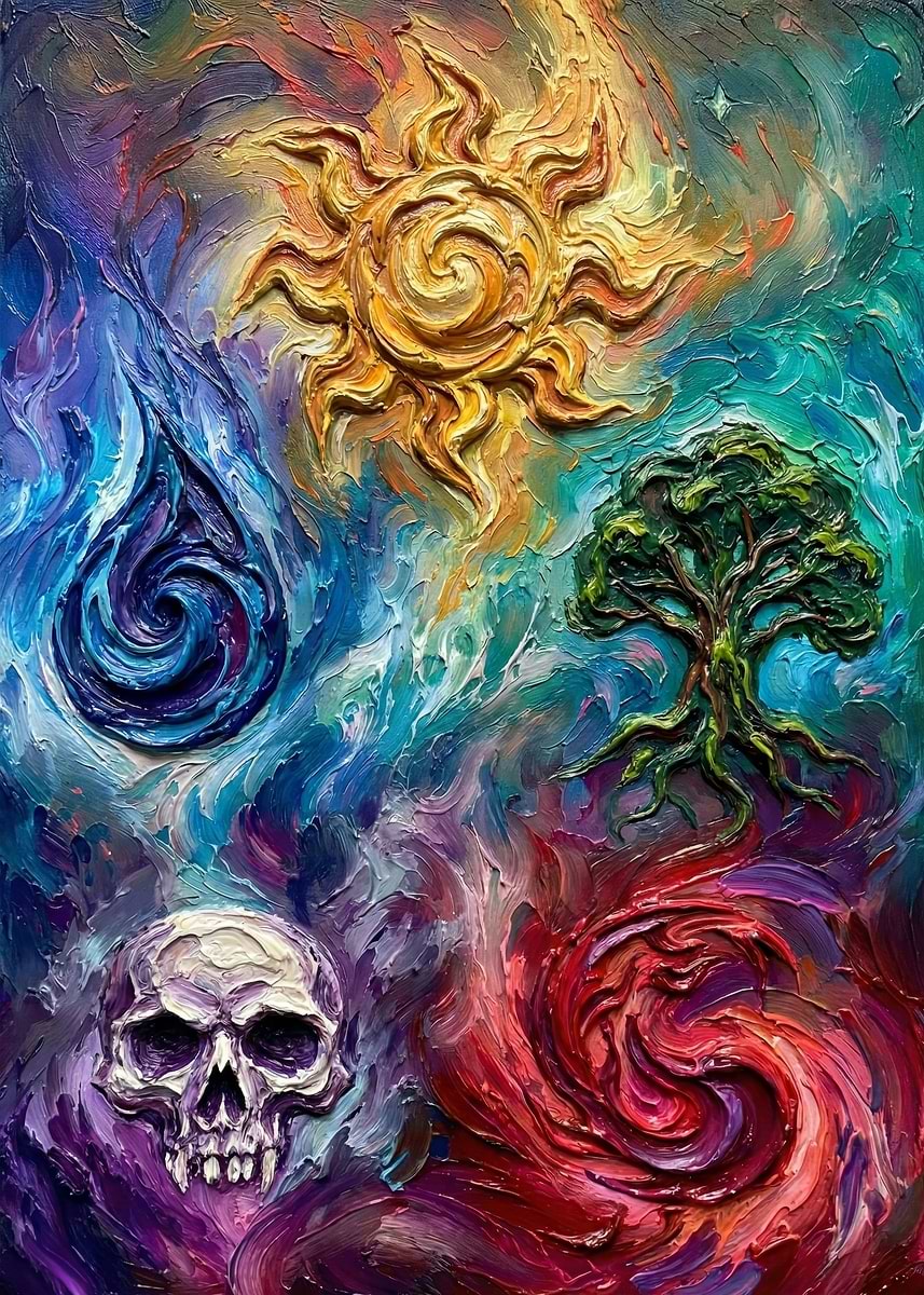 'Four Elements Oil Painting' Poster, picture, metal print, paint by ...