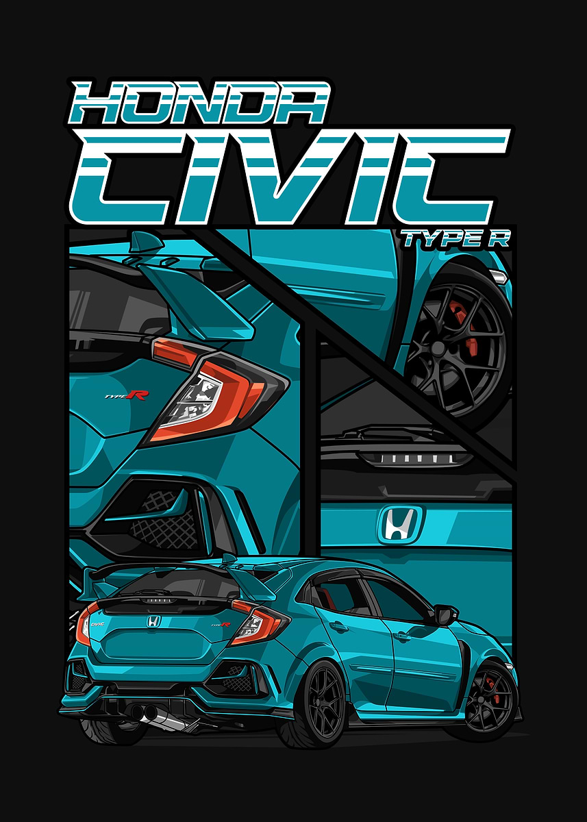 'Honda Civic Type R poster' Poster, picture, metal print, paint by ...