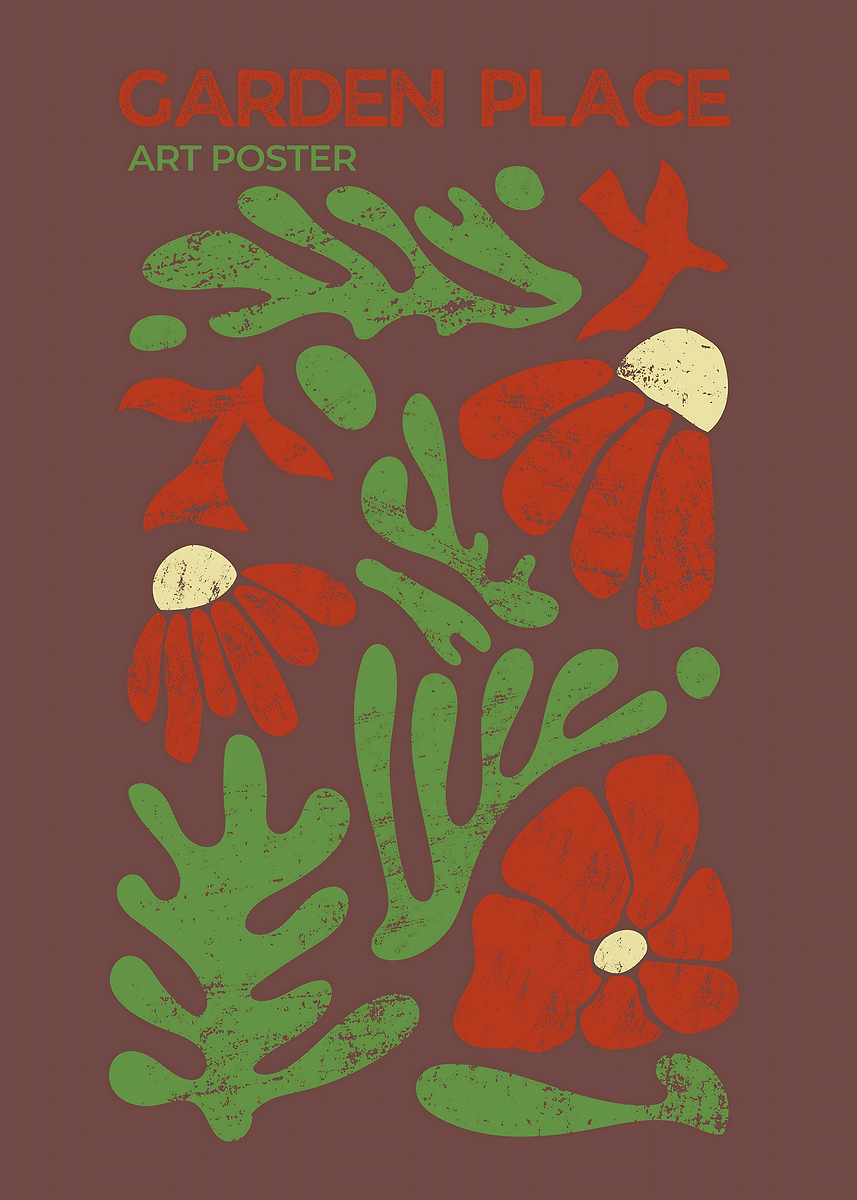 'Abstract Floral and leaf shapes' Poster, picture, metal print, paint ...
