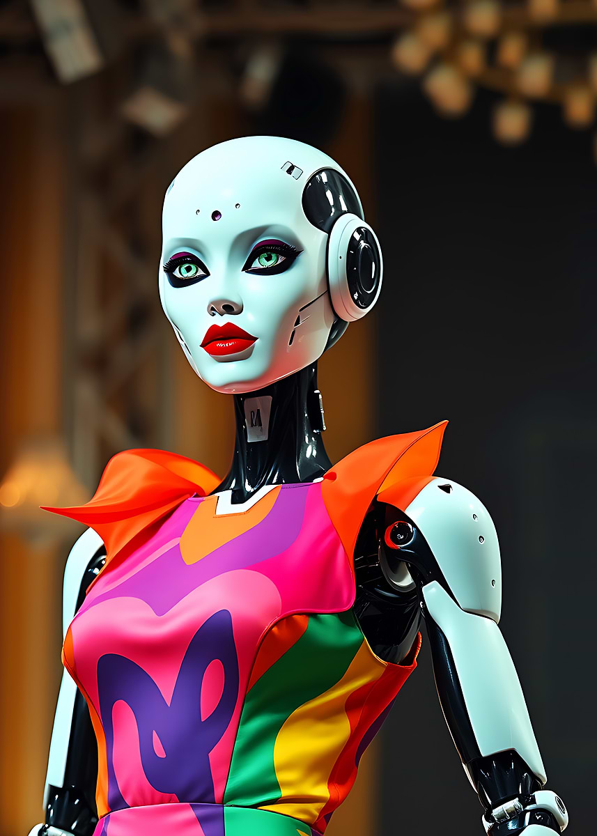 'Fashionable Robot in Colorful Dress' Poster, picture, metal print ...
