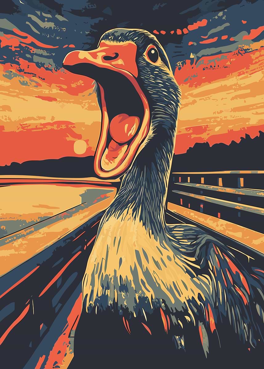 'Screaming Goose' Poster, picture, metal print, paint by Mesh | Displate