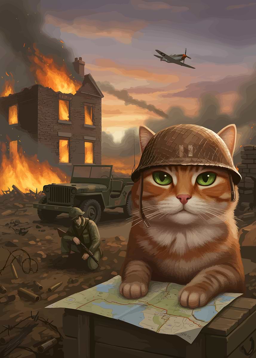 'War Cat Commander' Poster, picture, metal print, paint by Japan Cat ...