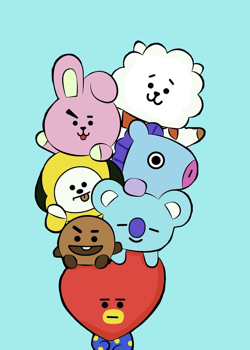 'BT21 Characters Stacked on Each Other' Poster, picture, metal print ...