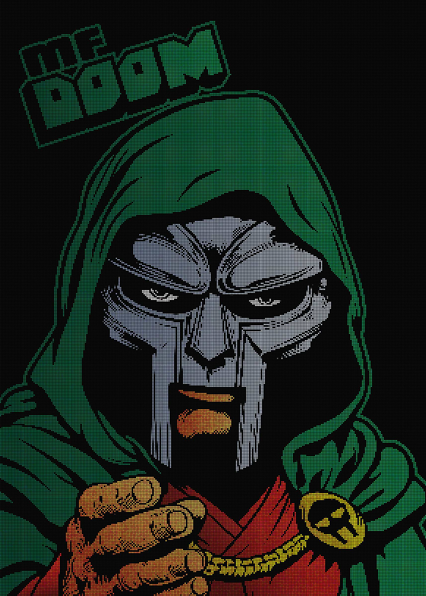 'MF DOOM Pixel Art Portrait' Poster, picture, metal print, paint by ...