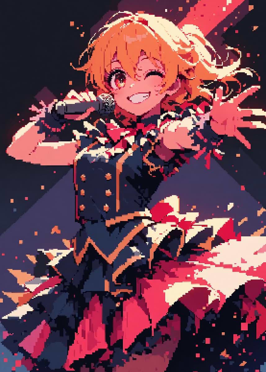 'Pixel Art Anime Girl' Poster, picture, metal print, paint by Vizio ...