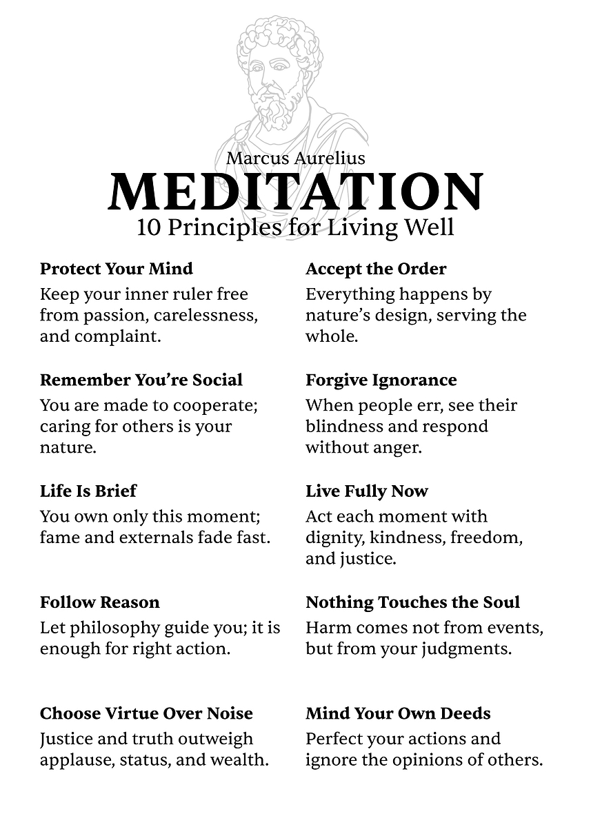 'Marcus Aurelius: 10 Principles for Living' Poster, picture, metal ...