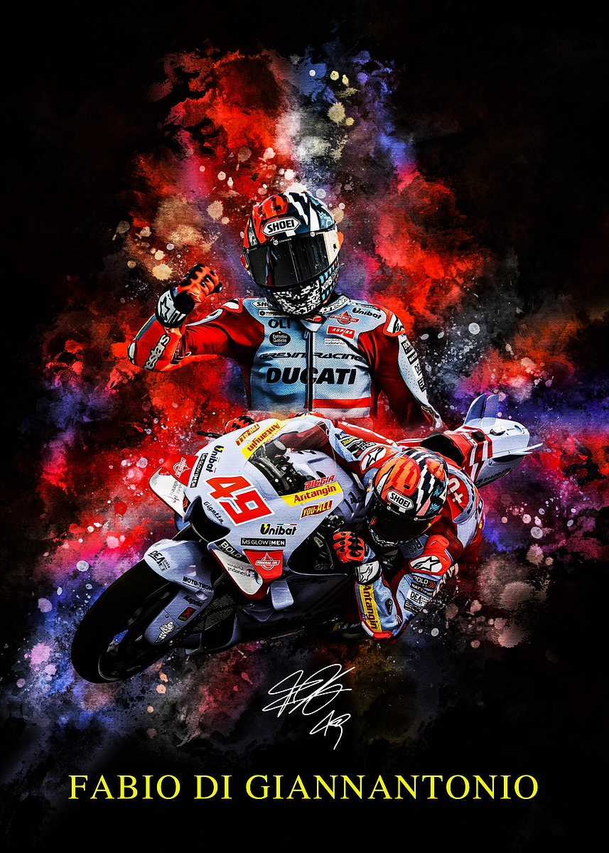 'Fabio Di Giannantonio Motorcycle Racing Art' Poster, picture, metal ...