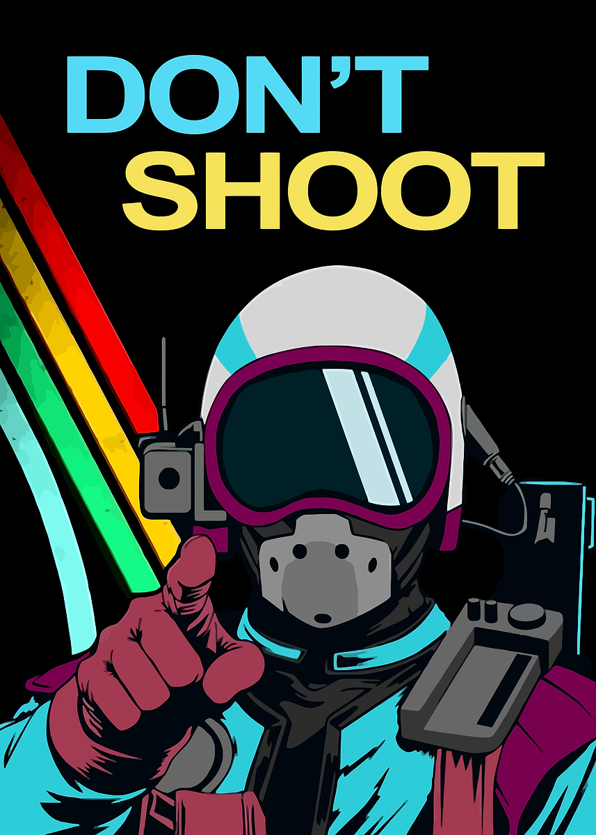 'Don't Shoot Retro Illustration' Poster, picture, metal print, paint by ...