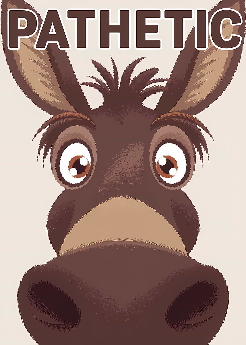 'Pathetic Donkey Cartoon Illustration' Poster, picture, metal print ...