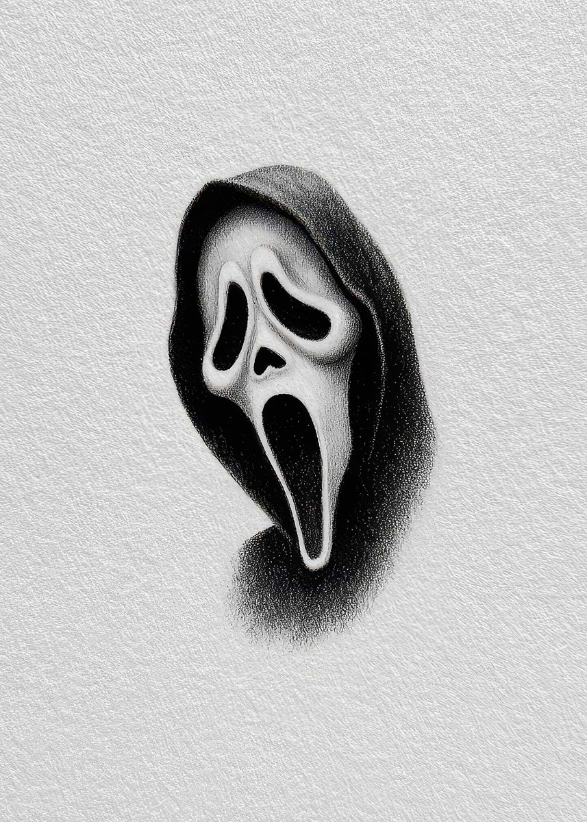 'Ghostface Mask Pencil Drawing' Poster, picture, metal print, paint by ...