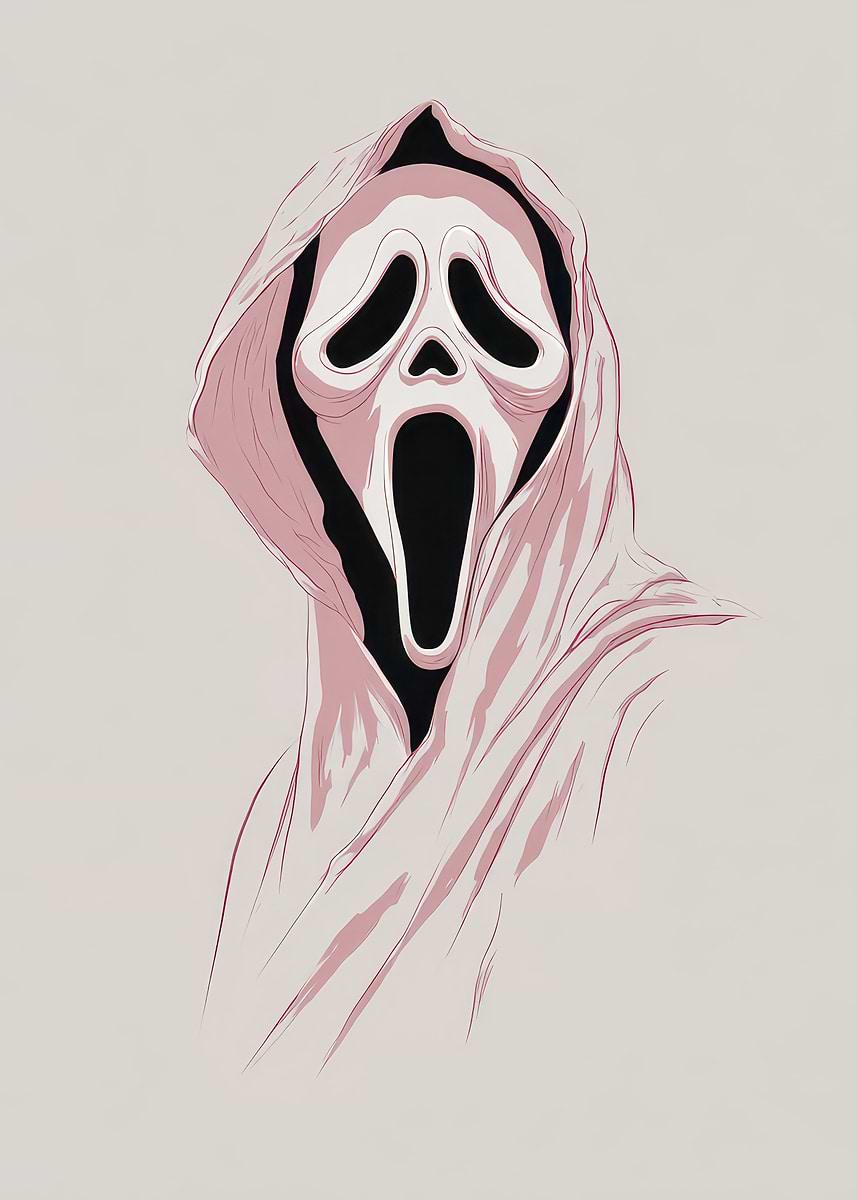 'Pink Ghostface Mask' Poster, picture, metal print, paint by Ilyrin ...