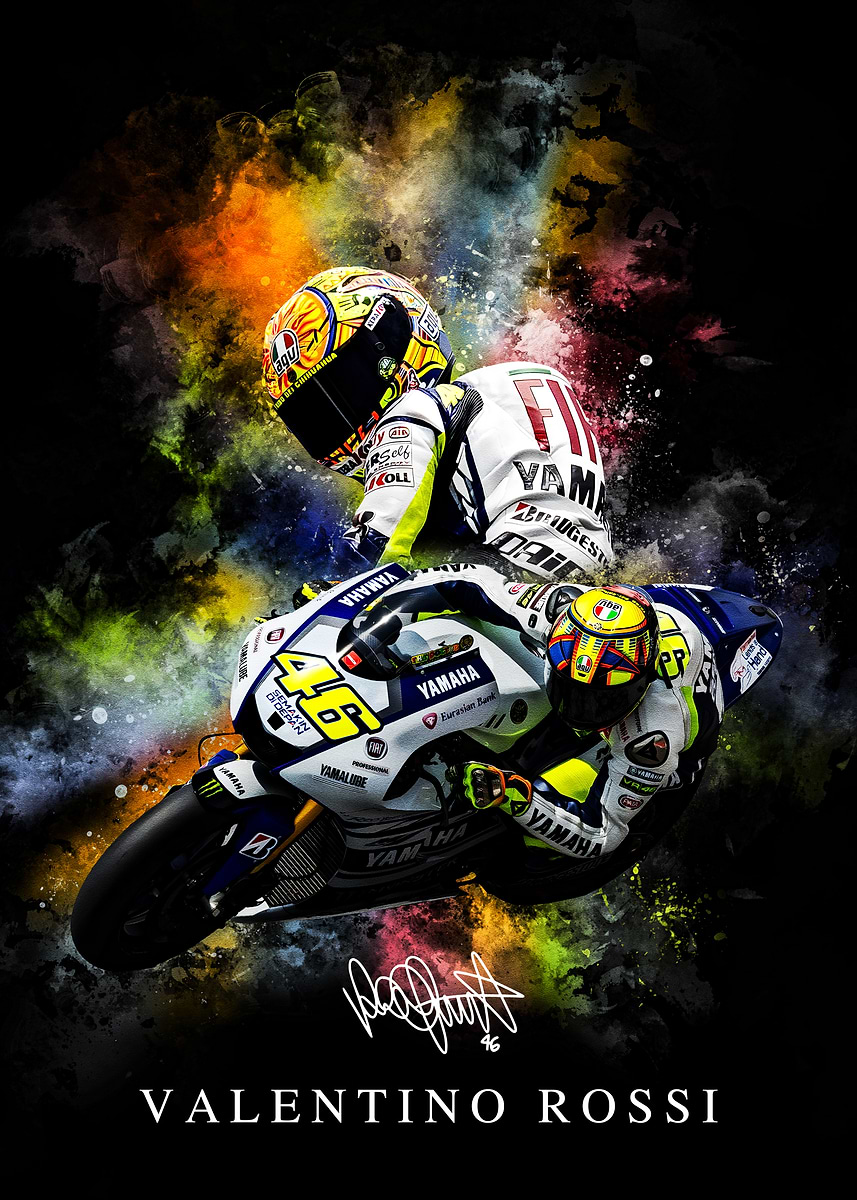 'Valentino Rossi Motorcycle Racing' Poster, picture, metal print, paint ...