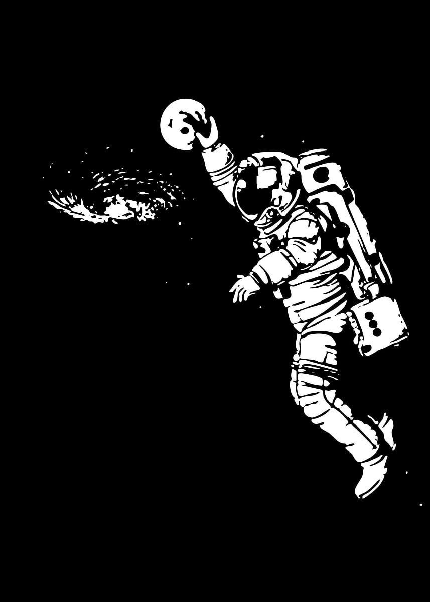 'Astronaut Dunking the Moon Art' Poster, picture, metal print, paint by ...