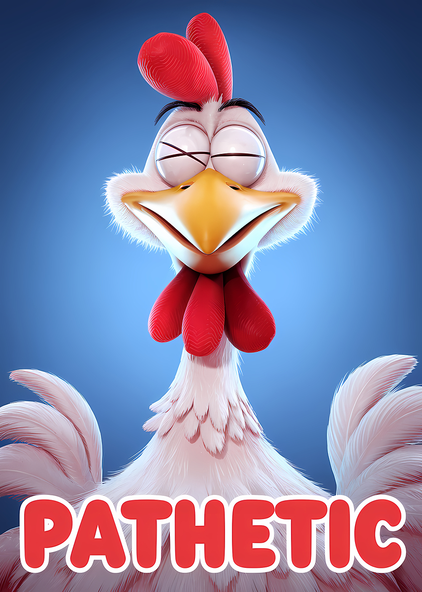 'Pathetic Cartoon Chicken' Poster, picture, metal print, paint by ...