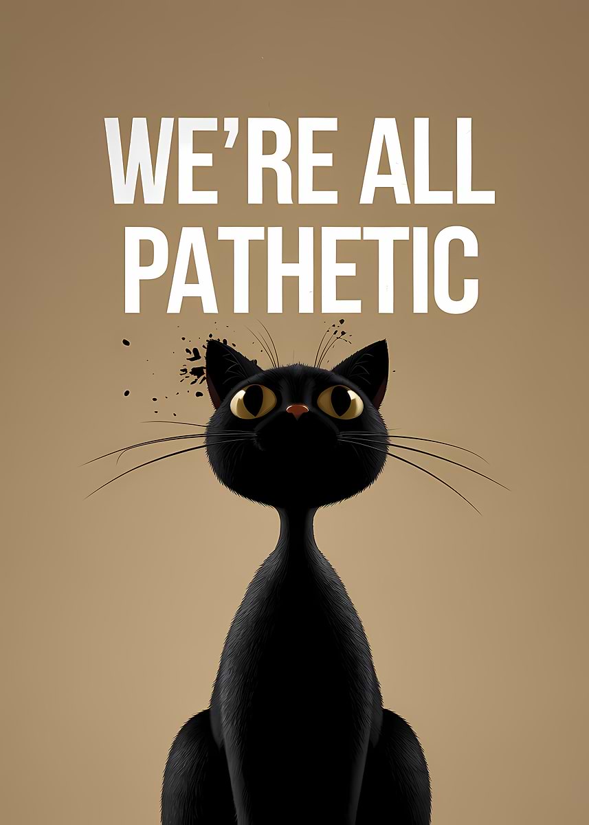 'Pathetic Black Cat Cartoon Illustration' Poster, picture, metal print ...
