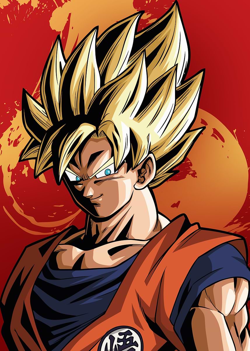'Son Goku: Super Saiyan Portrait' Poster, picture, metal print, paint ...