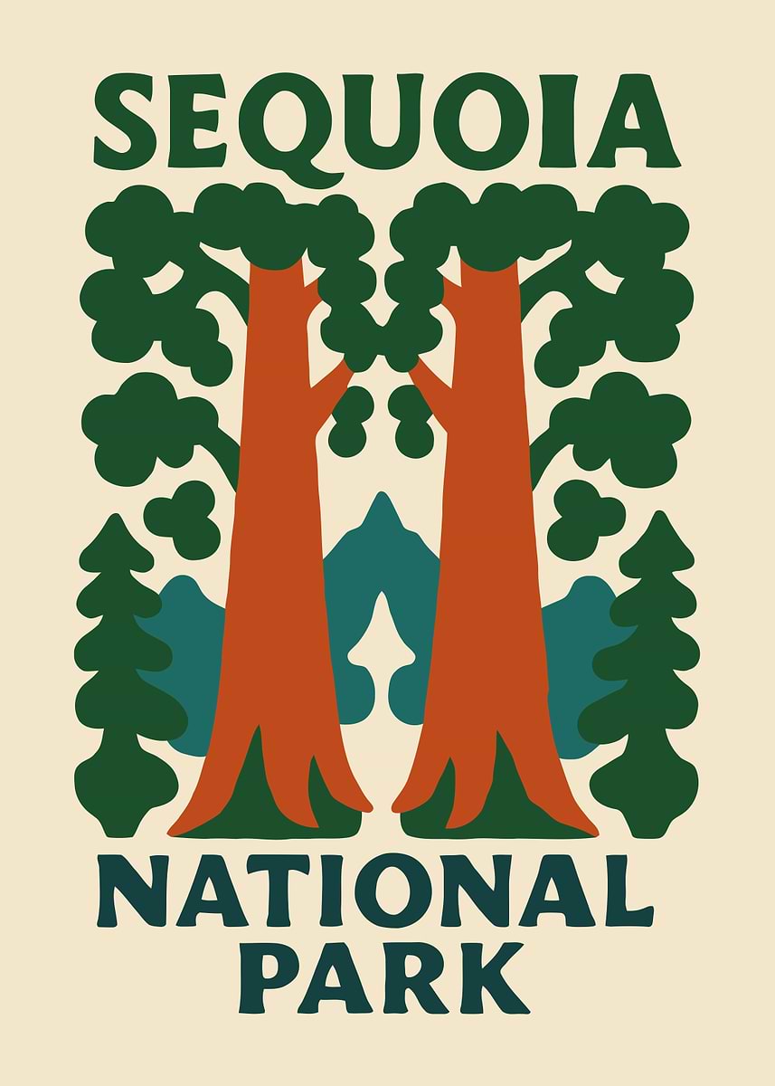 'Sequoia National Park Graphic Art' Poster, picture, metal print, paint ...