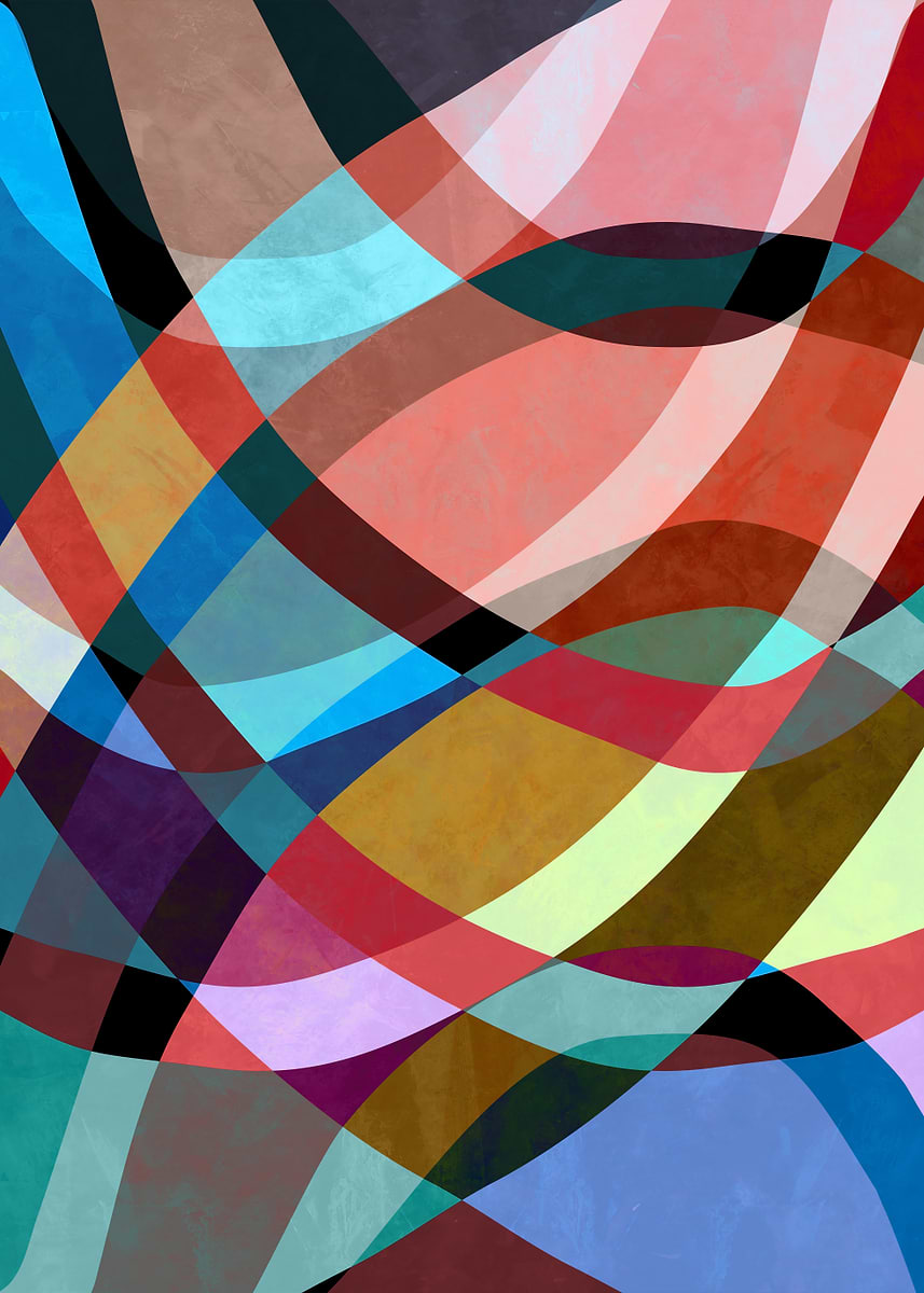 'Abstract Colorful Intersecting Curves' Poster, picture, metal print ...