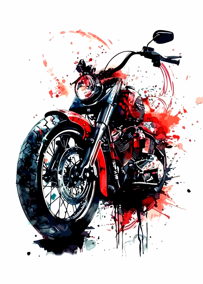 'Motorcycle Watercolor Art' Poster, picture, metal print, paint by ...