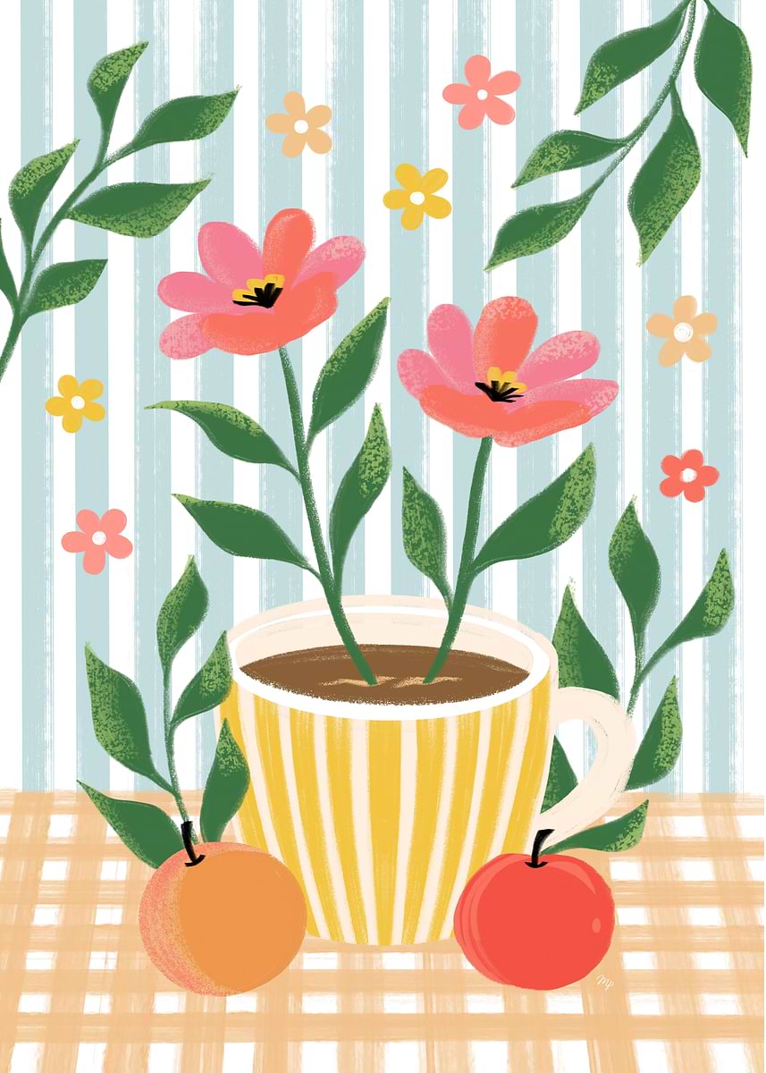 'Cute retro kitchen mood ' Poster, picture, metal print, paint by ...