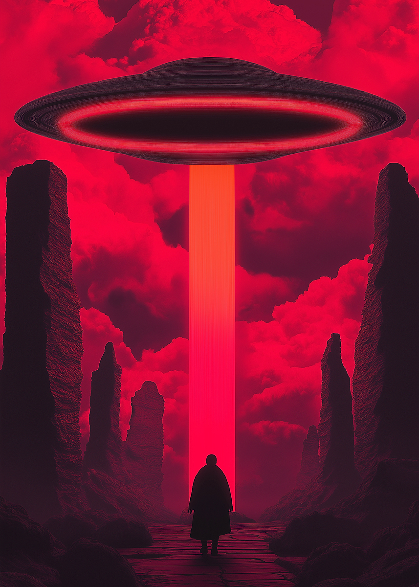 'Red Alien Abduction' Poster, picture, metal print, paint by BINEDITS ...