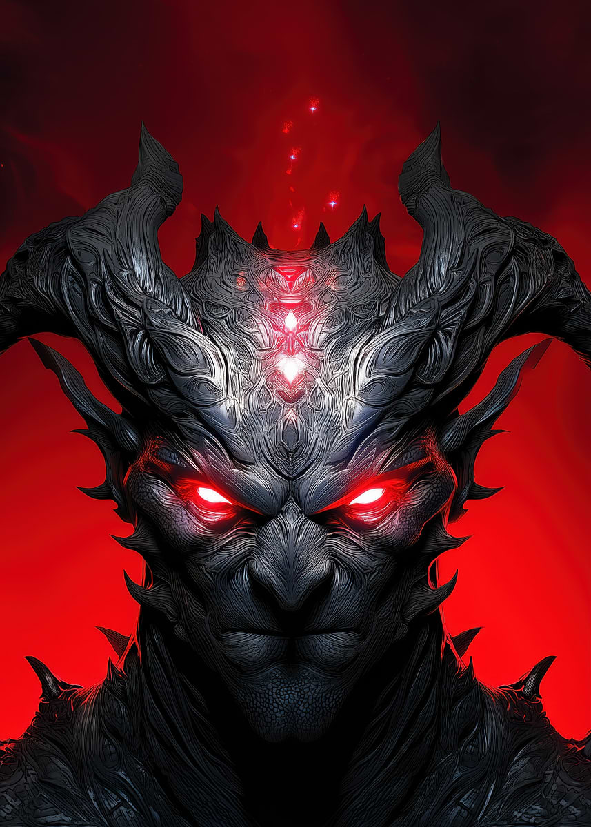 'Demonic Entity with Glowing Red Eyes' Poster, picture, metal print ...