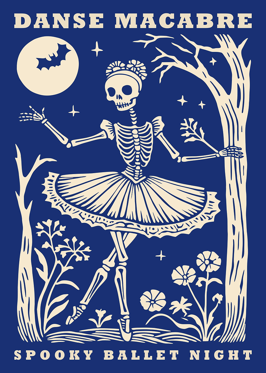'Danse Macabre Spooky Ballet Night' Poster, picture, metal print, paint ...