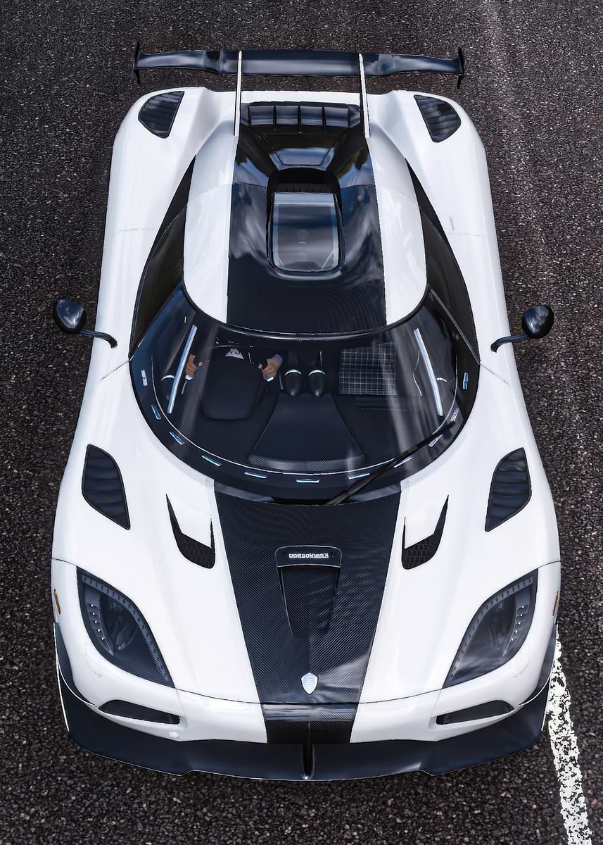 'White Koenigsegg Agera RS Top View' Poster, picture, metal print ...