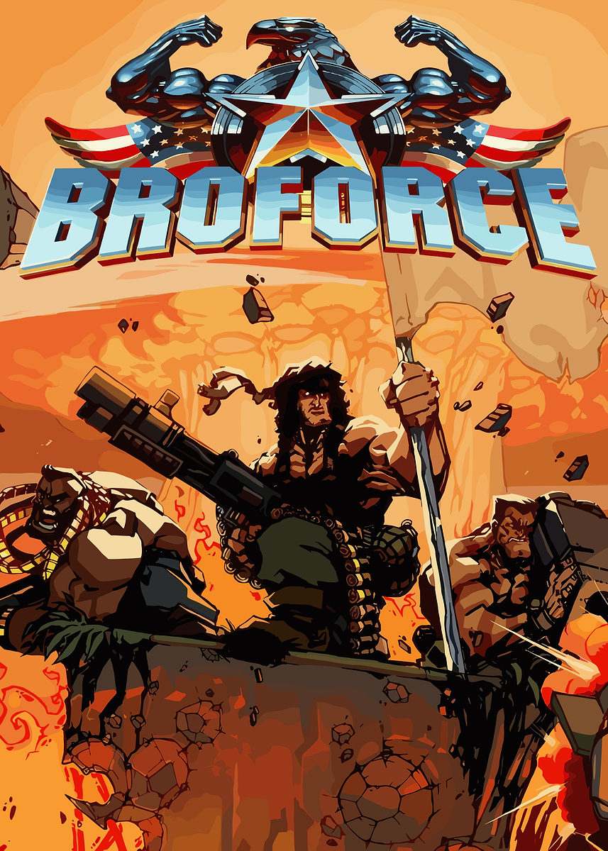 'Broforce Game Cover Art' Poster, picture, metal print, paint by ridho ...