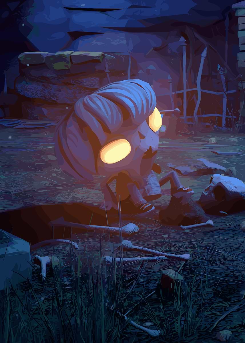 'Glowing Skull in Graveyard' Poster, picture, metal print, paint by ...